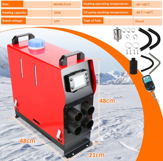 Standkachel Diesel 12V 5KW Auto LCD-Scherm Diesel Luchtverwarmer LCD ...
