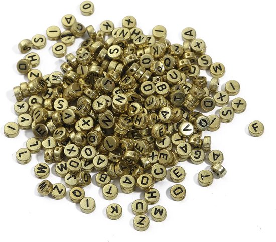 Gouden Acryl Letterkralen - 200 Stuks - Alfabet Letter Kralen - DIY ...