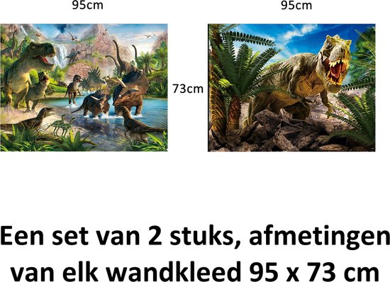 Ulticool – Wandkleed - Dinosaurus Groep T-Rex - Set van 2 designs – 73 ...
