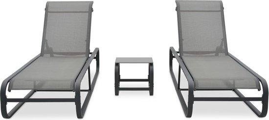 Decoways - Ligbedden 2 stuks met tafel textileen en aluminium | bol