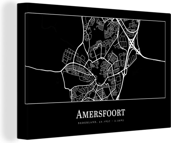 Canvas schilderij 140x90 cm - Wanddecoratie Amersfoort - Stadskaart ...