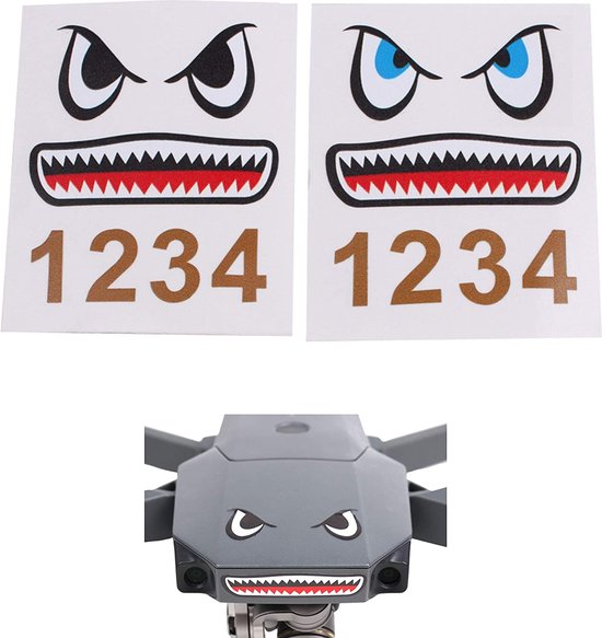 Sticker Set voor DJI MAVIC MINI 2 MAVIC AIR 2 en AIR 2S haai ontwerp ...
