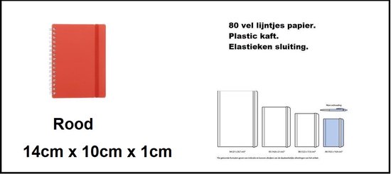 Notitieboekje spiraal a6 rood - notitie boekje schrijfwaren A6 lijn | bol
