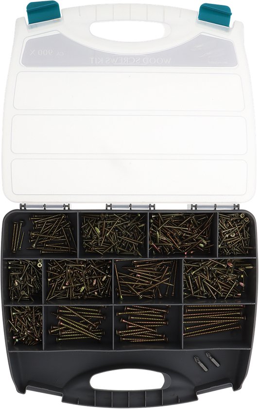 Schroevendoos - Gevulde schroevenbox - 900 Schroeven - XL schroevendoos ...