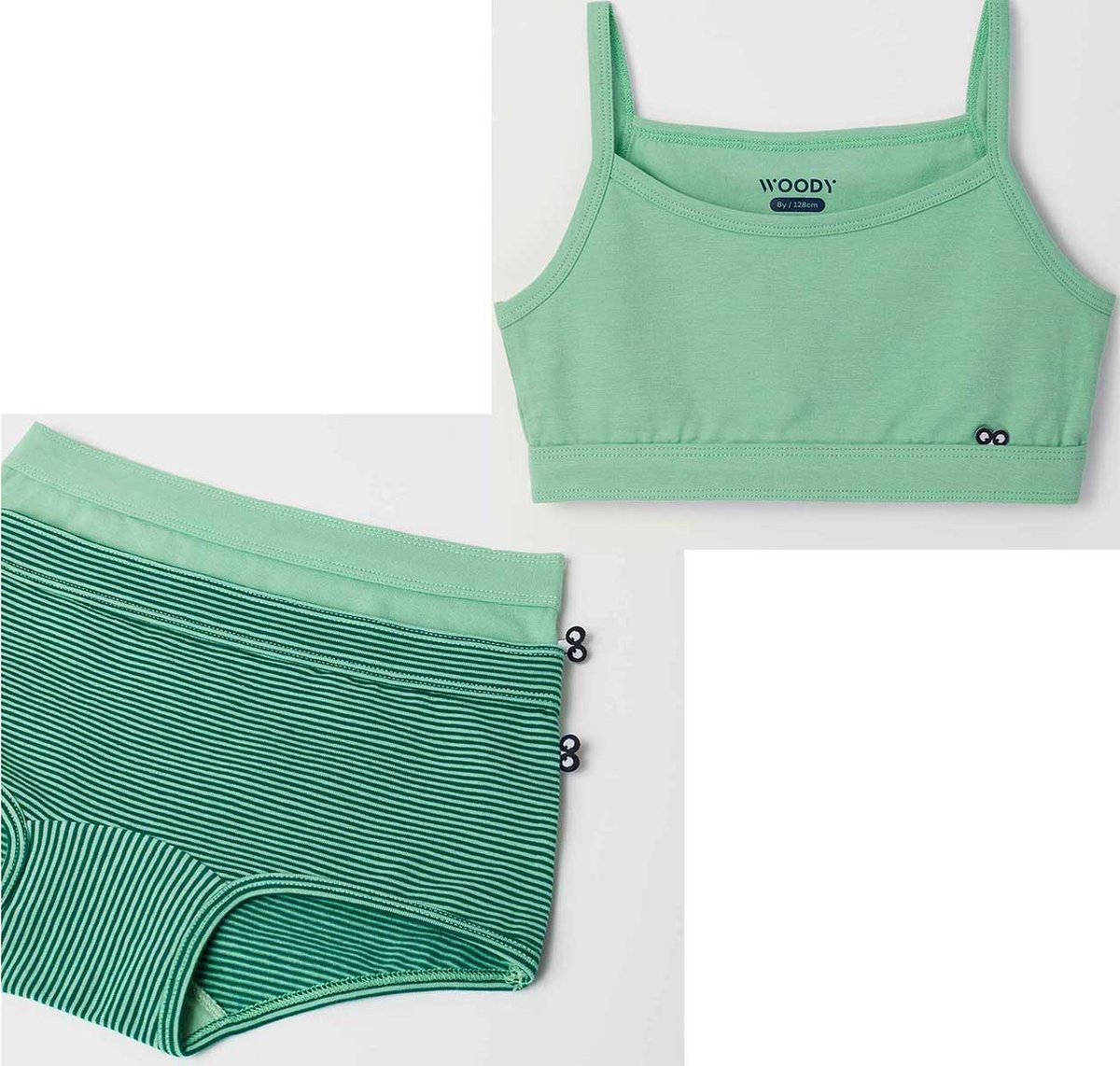 Woody ondergoed set meisjes – streep – groen - 1 topje en 2 boxers ...