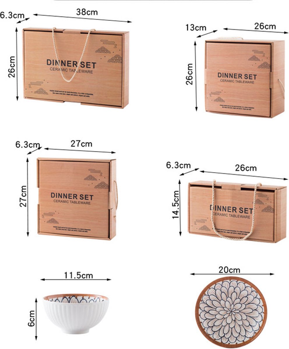 Aziatisch servies set met 4 kommmen en bord - Voor sushi, rijst ...