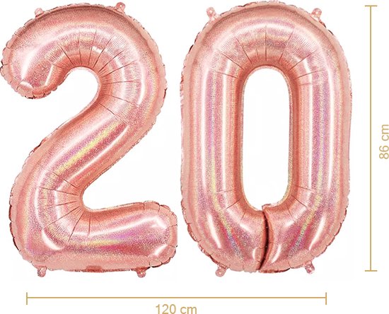 Ballon Cijfer 20 Jaar Rose Goud Helium Ballonnen Verjaardag Versiering ...