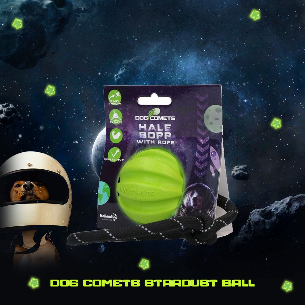 Dog Comets Ball Hale-Bopp met touw hondenspeeltje – Duurzaam honden ...