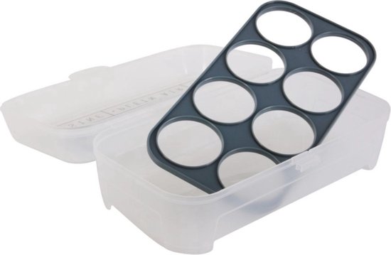 Eierdoos | voor 8 eieren | grijs | transparant | bol