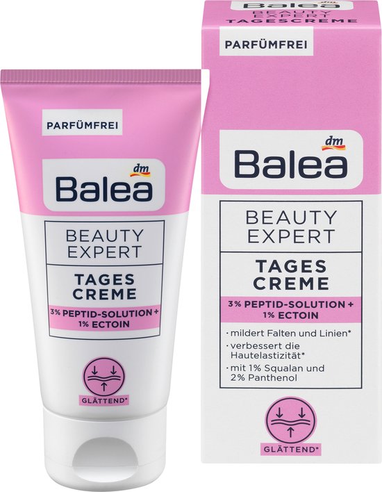Balea Beauty Expert Dagcrème met 3% Peptide Oplossing & 1% Ectoïne, 50 ml | bol
