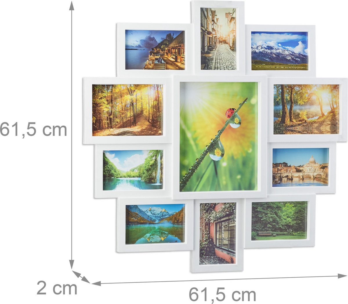 Relaxdays 1x fotolijst galerij - 11 foto‘s - collagelijst - witte multi ...