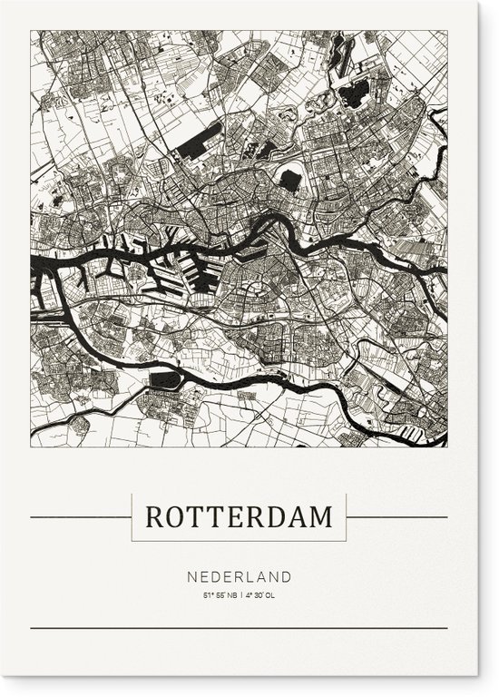 Stadskaart Rotterdam - Plattegrond Rotterdam – city map – Dibond ...