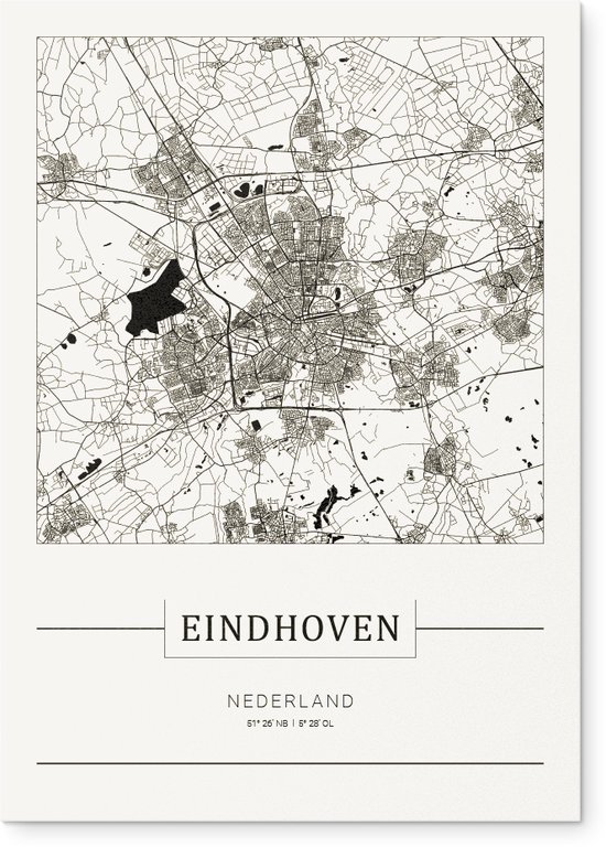 Stadskaart Eindhoven - Plattegrond Eindhoven – city map – Forex muurdecoratie 30 x 40 cm | bol