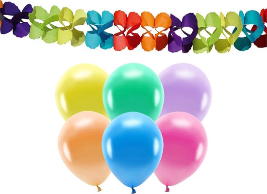 Verjaardag versiering set - 2x slingers en 100x ballonnen | bol.com