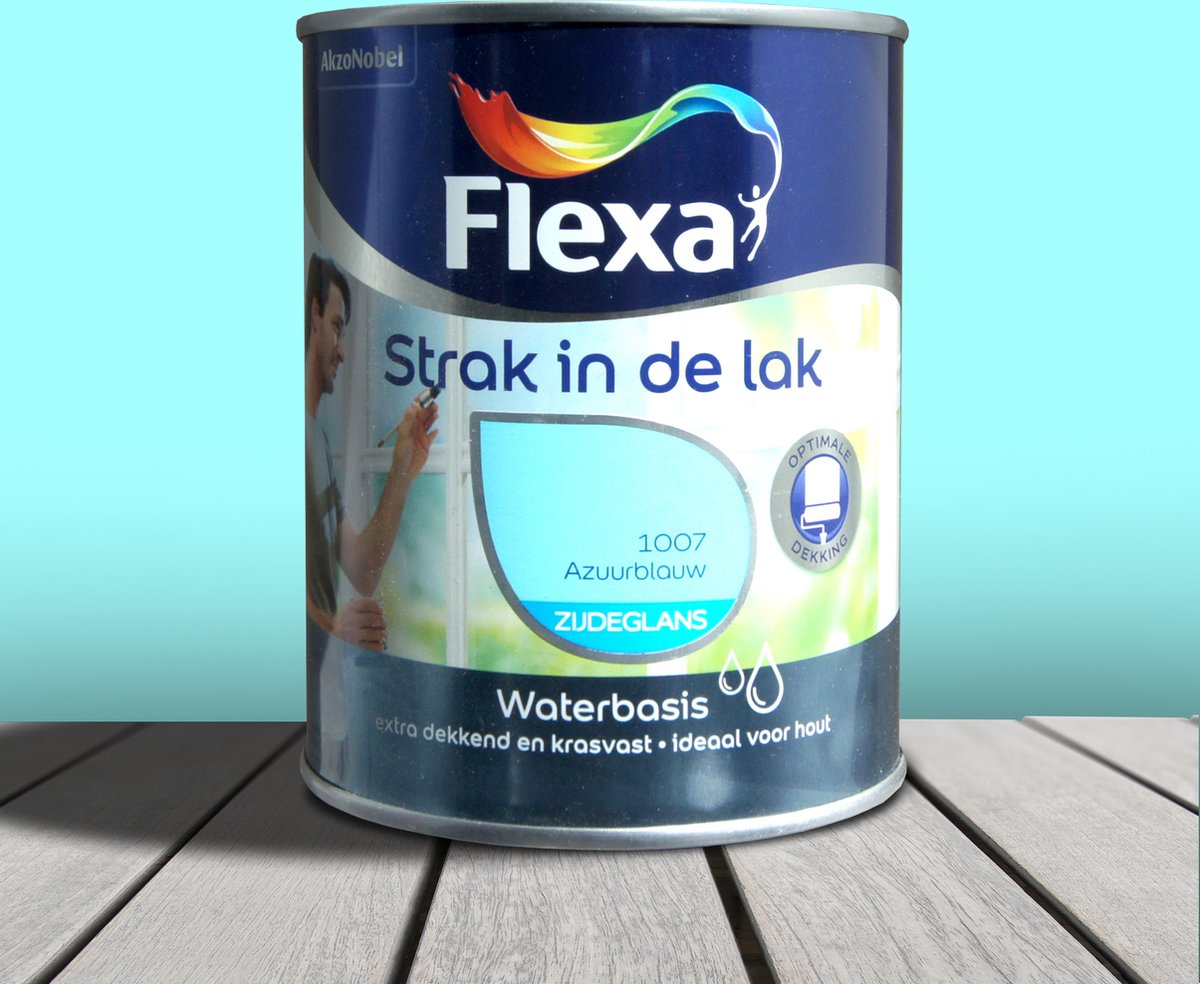 Flexa Strak In De Lak Acryl Zijdeglans Azuurblauw 1007 - Lakverf ...