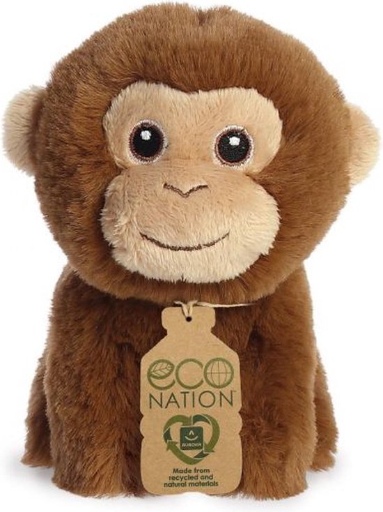 Aurora mini aap Eco Nation knuffel - knuffel aap 13 cm bruin/beige ...