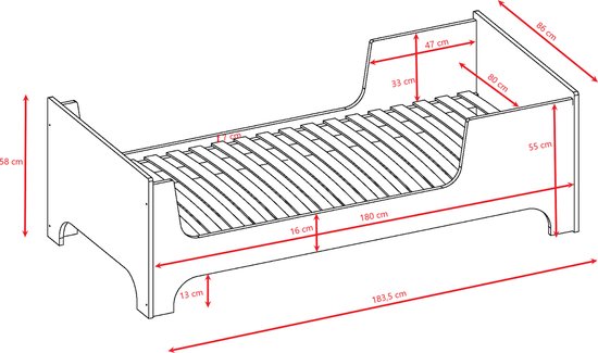 Kocot Kids - Multiplex bed luca 1 zonder matras 180/80 - Kinderbed ...