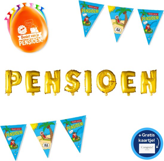 Pensioen Versiering Pakket Cartoon incl. Folieballon 'Pensioen' | bol.com
