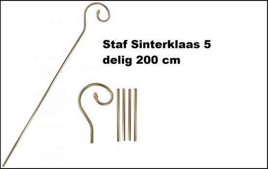 Staf Sint 5 delig metaal 200cm - Sinterklaas Sint Nicolaas 5 december ...