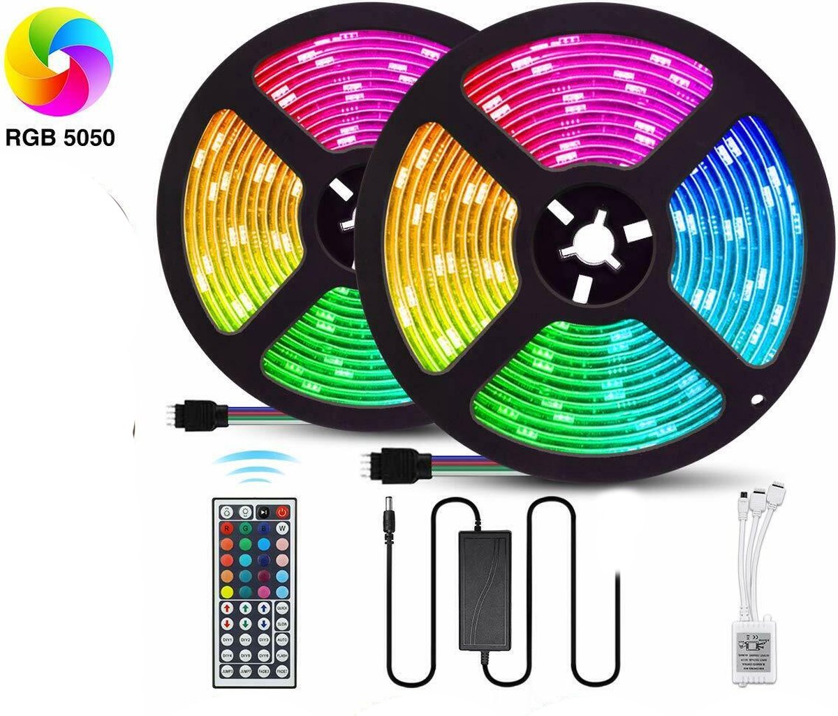 10M - LED strip - 2x 5M - Inclusief 44 Toetsen Afstandsbediening, 10M ...