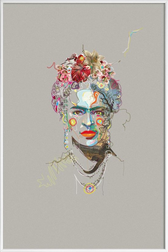JUNIQE - Poster in kunststof lijst Frida 3 -20x30 /Kleurrijk | bol.com