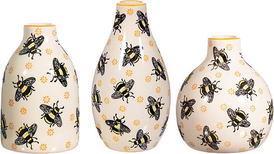 Set van 3 vaasjes met bijenprint Sass & Belle - Vaas - Bloemenvaas ...