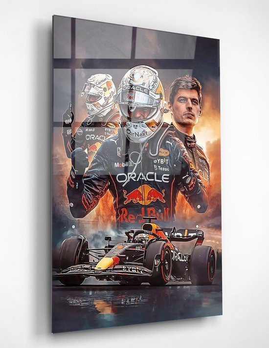 Luxe Max Verstappen Red Bull Glasschilderij - Inclusief Ophangsysteem ...