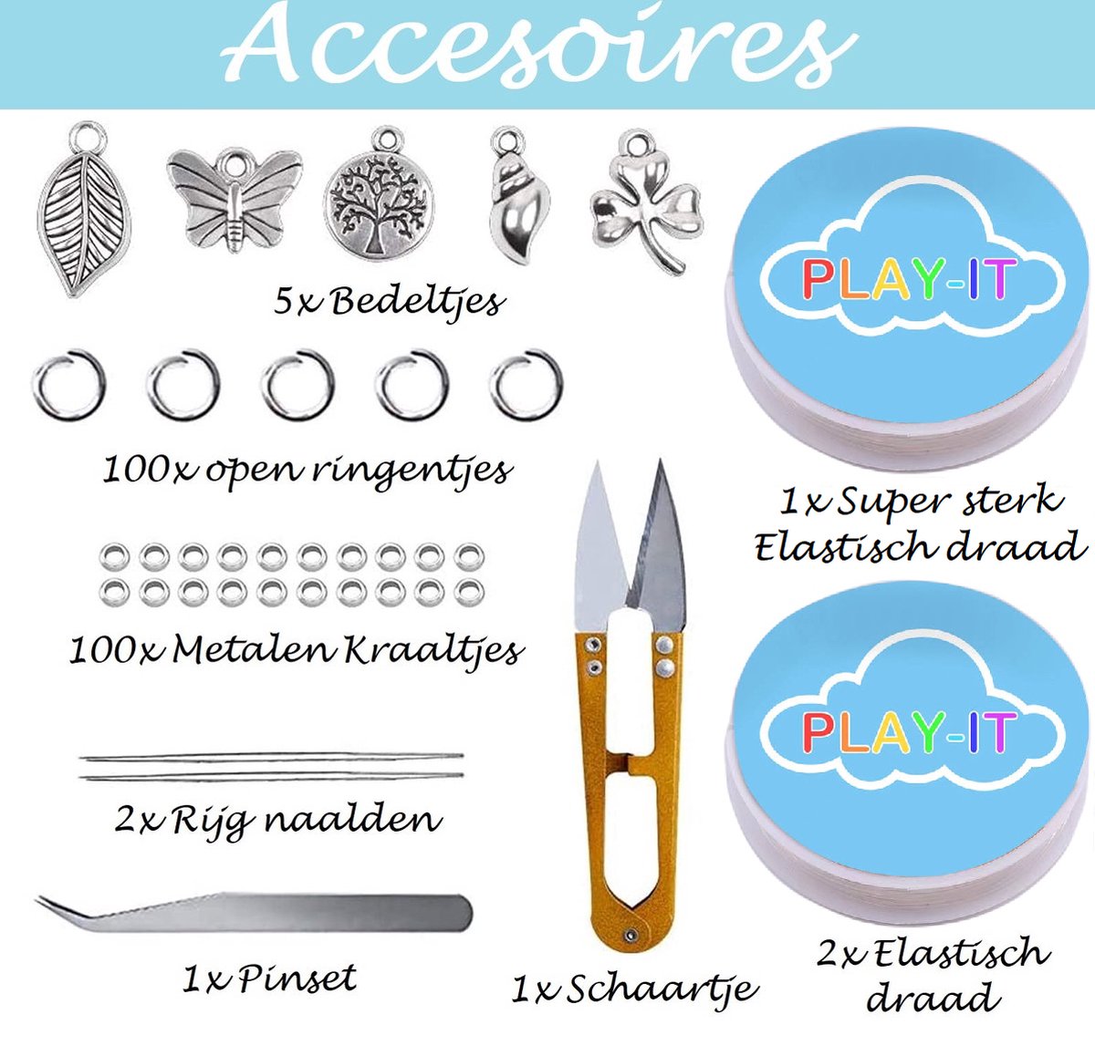 PLAY IT Kralen set XXL - 21000 stuks - 2.5mm - Incl. 100 Smiley Kralen ...