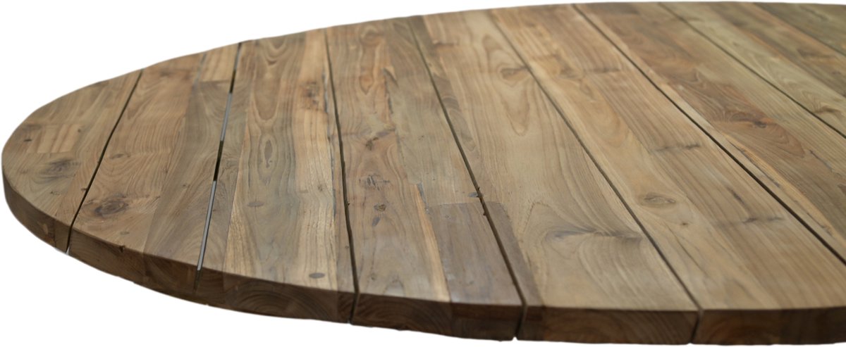 Tuintafel blad rond - Ø130x3 - Naturel - Oud teakhout | bol.com