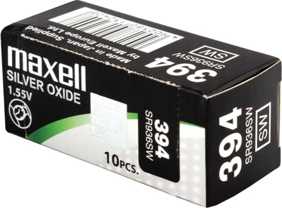 MAXELL - 394 - SR936SW - zilveroxide knoopcel horlogebatterij 10 (tien ...