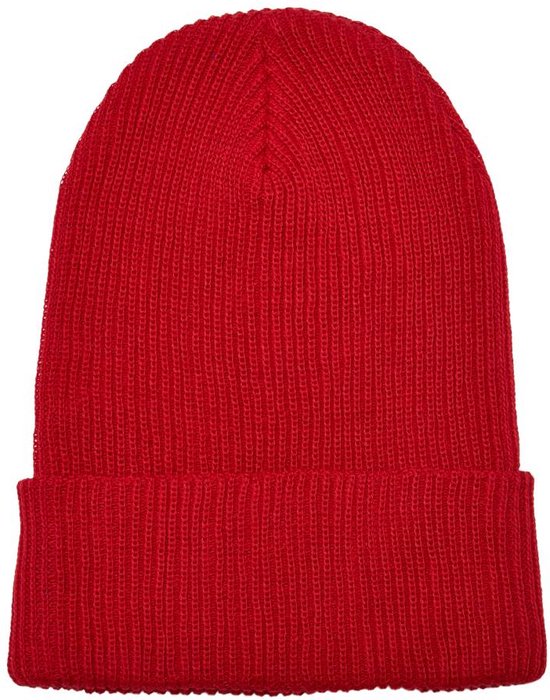 Urban Classics - Recycled Yarn Ribbed Knit Beanie Muts - Rood | bol