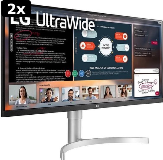 2x LG 34WN650 - Full HD IPS UltraWide Monitor - 34 Inch | bol.com