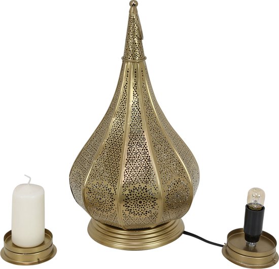 Oosterse lamp Monza goud 40 cm hoog met 2 schoteltjes | 2in1 ...