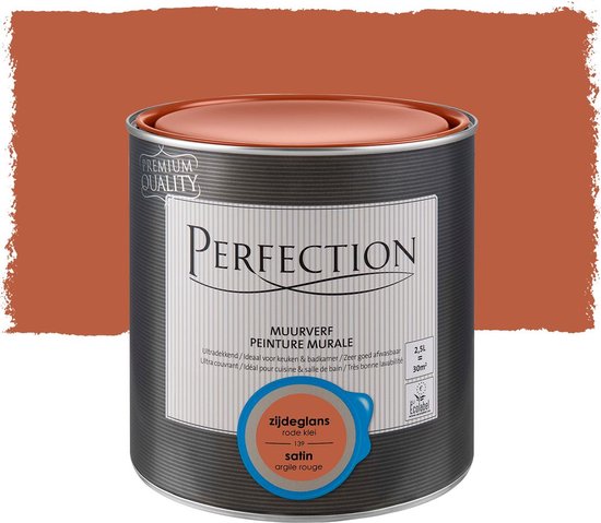 Perfection Muurverf Ultradekkend - Zijdeglans - 2,5L - 30 m² - Rode Kei ...