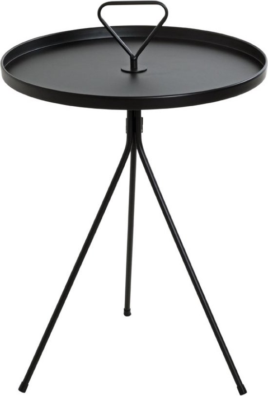 HakuShop Bijzettafel | Rond vorm | Zwart metaal | 3 poot | 46 x 40 x 46 ...