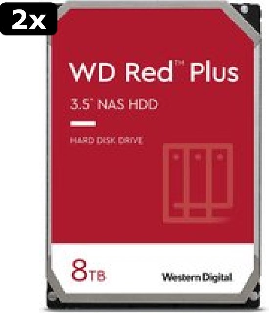 2x WD Red Plus NAS Hard Drive WD80EFZZ - Vaste schijf - 8 TB - intern ...