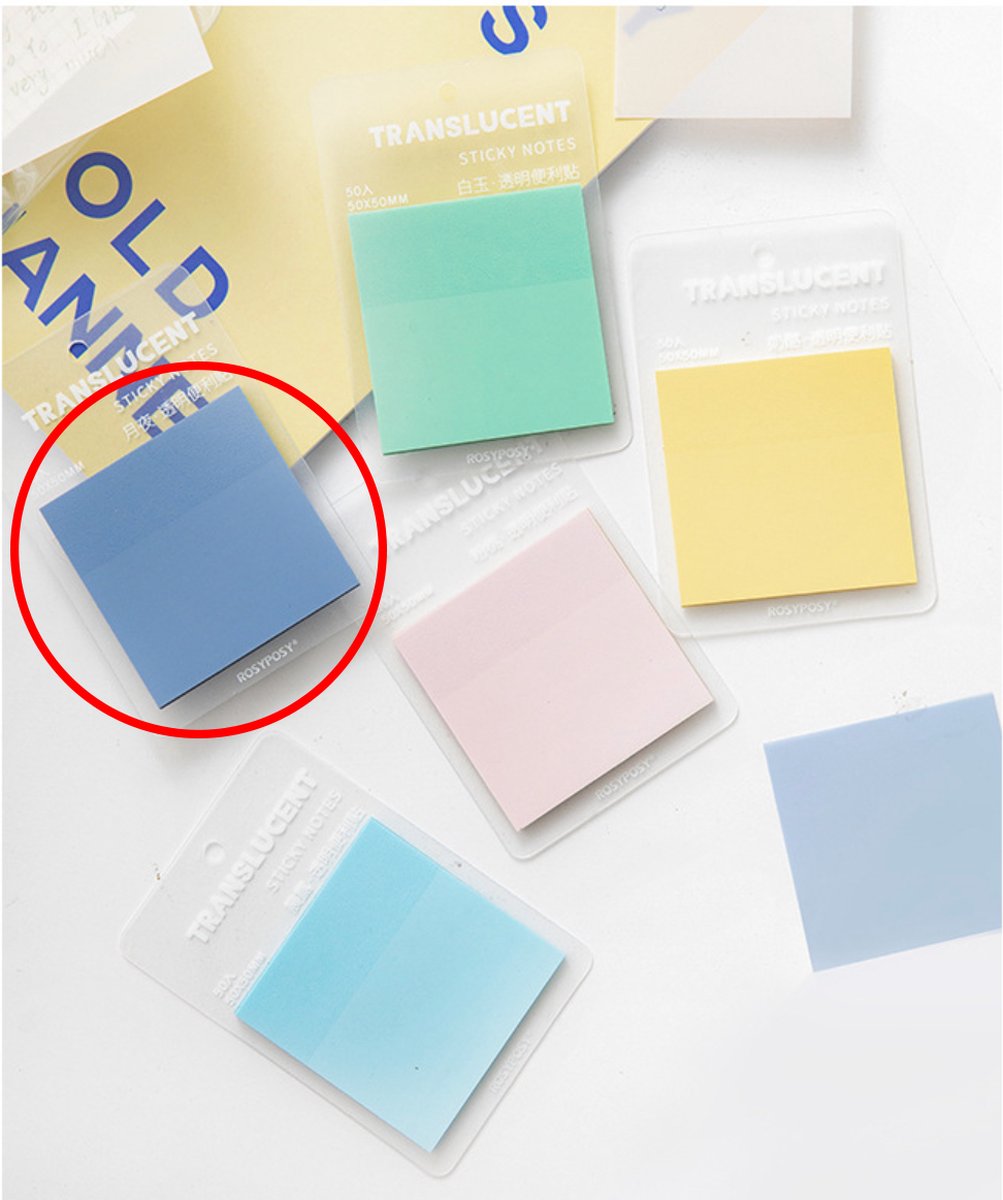 Transparante post its 50 vel - Licht Blauw - PET - Memoblok ...