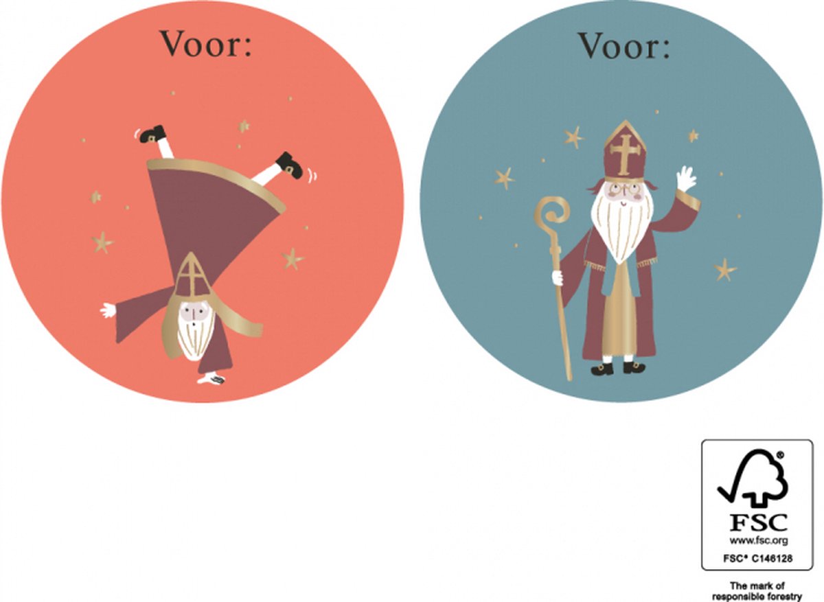 XL Naamstickers Sinterklaas Duo Sint / Acrobaat - 2 assorti - Naam ...