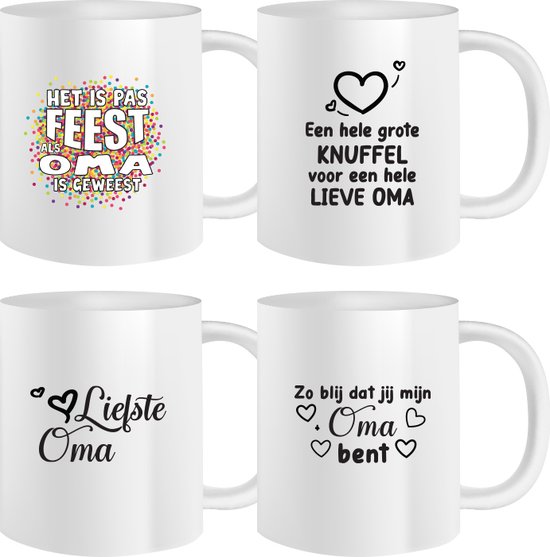 4 Mokken voor de liefste Oma | Mok | Koffie | Thee | Cadeau | Kado ...