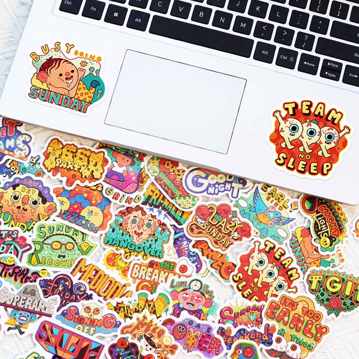 Trippy word art stickers - 50 stuks voor laptop, muur, agenda etc. - leuke... | bol.com