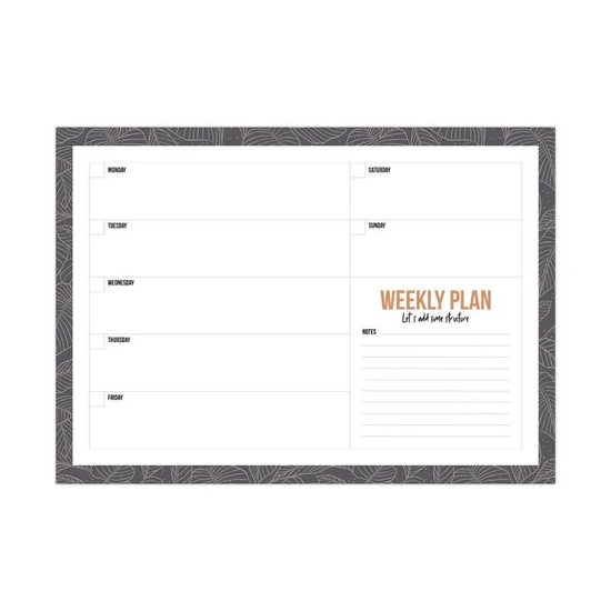 A4 week planner grey leaves | bol.com
