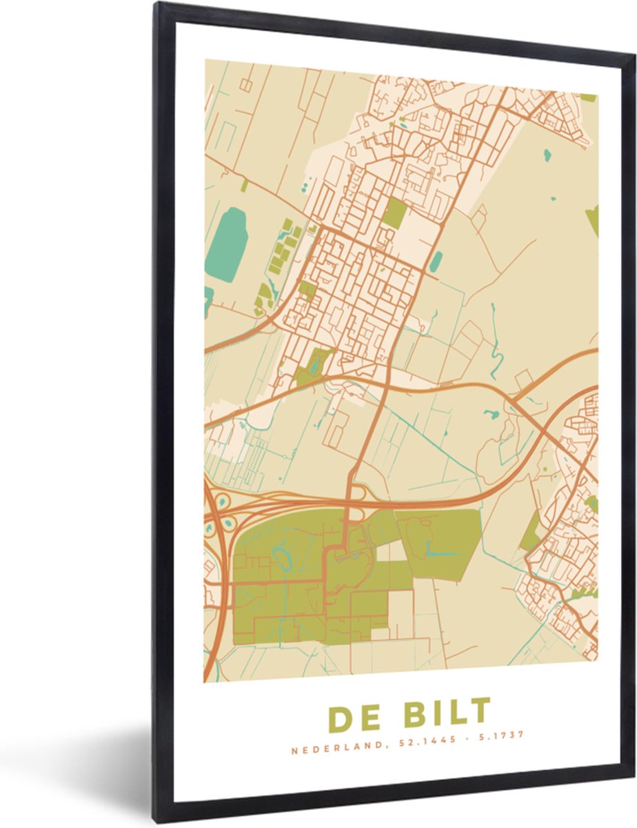 Fotolijst incl. Poster - De Bilt - Kaart - Stadskaart - Plattegrond ...