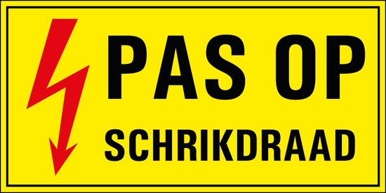 Pas op schrikdraad bord - kunststof 100 x 50 mm | bol
