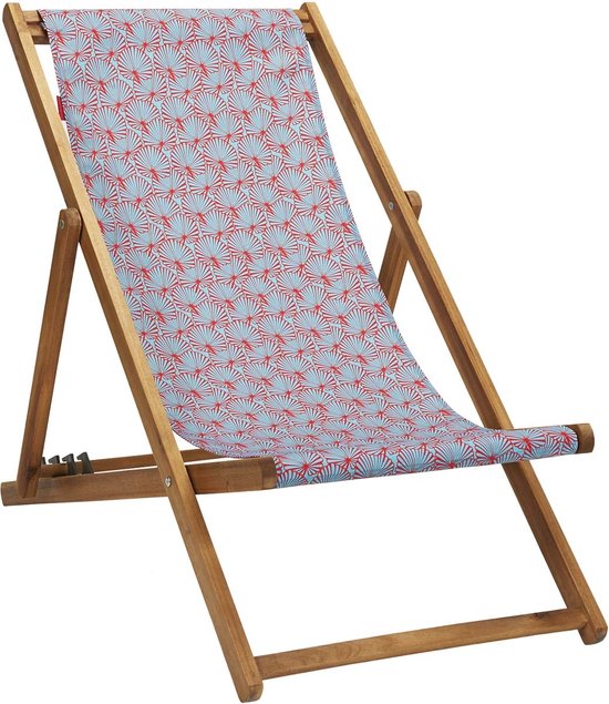 Houten Strandstoel met Tropisch Turquoise design - Ligstoel - Tuinstoel ...