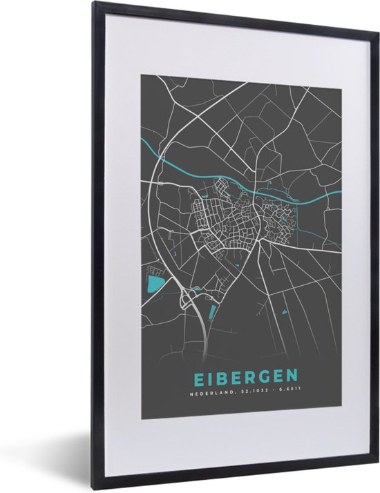 Fotolijst incl. Poster - Eibergen - Kaart - Plattegrond - Stadskaart ...
