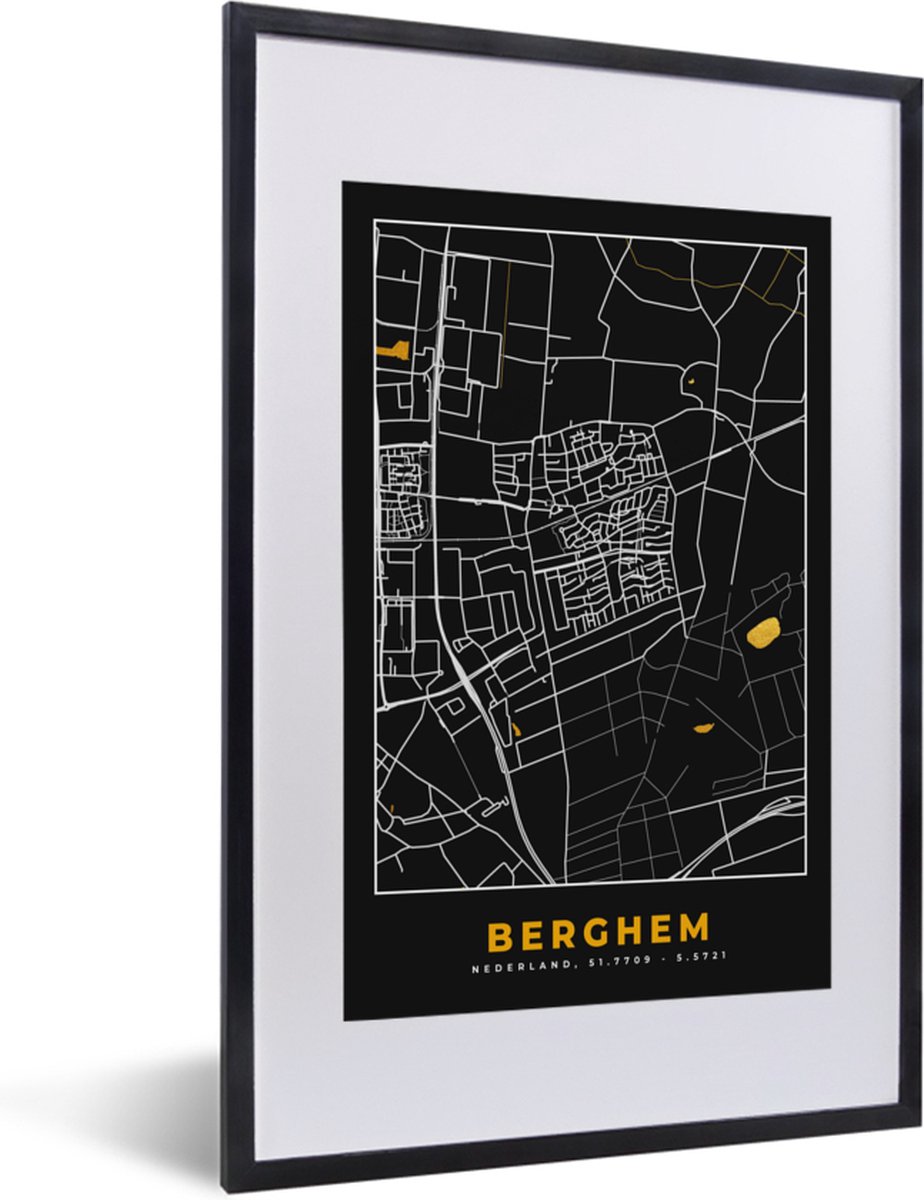 Fotolijst incl. Poster - Goud - Plattegrond - Berghem - Kaart ...