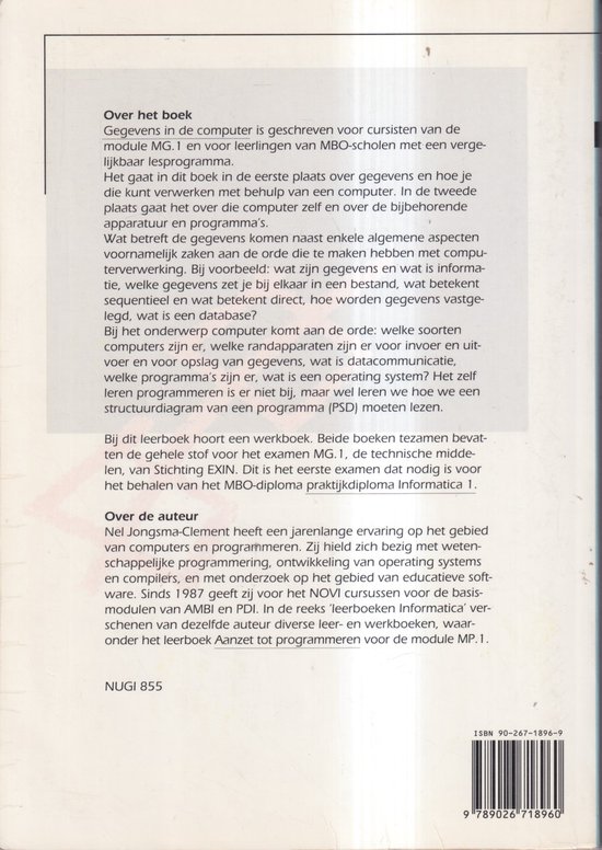 Gegevens in de computer | 9789026718960 | N.M. Jongsma | Boeken | bol