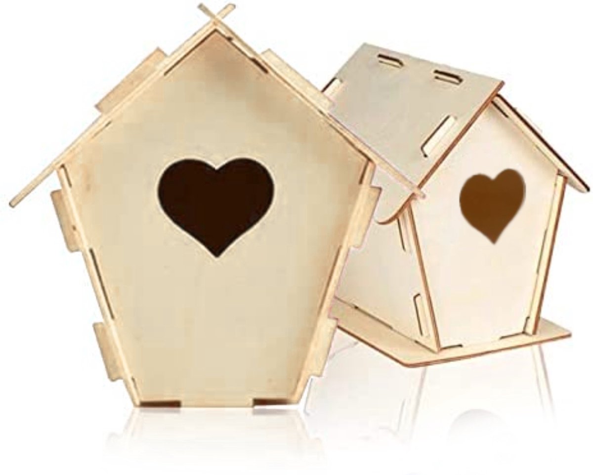 Pakket van 2 Houten Vogelhuisje/nestkastje | DIY | hout ...