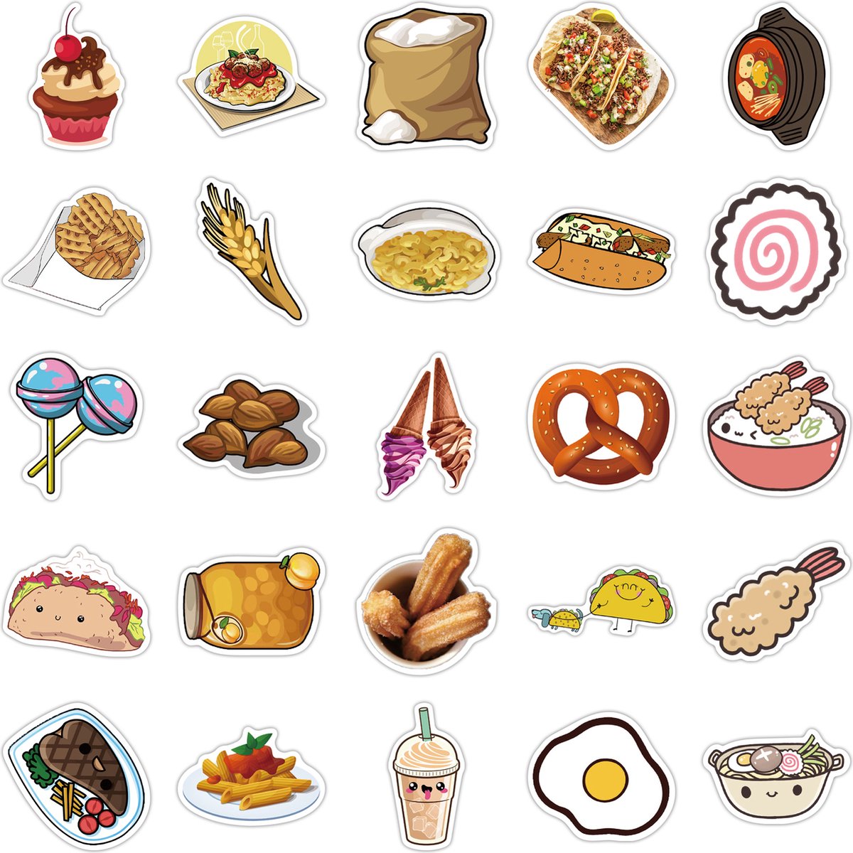 Eten Stickers - Pannenkoeken Popcorn Snoep Pizza Fastfood - set 50 ...