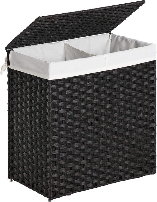 TA Design Wasmand handgeweven, synthetische rotan wasmand, met deksel ...